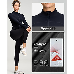 colorskin Women's Lightweight Zip Up Workout Jackets Yoga Cropped Running Gym Track Athletic Jacket with Thumb Holes(Black,Small)