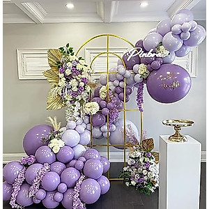 Purple Balloon Garland Kit - Double Stuffed Lavender Balloons Different Sizes 18/12/5 Inch Lilac Balloon Arch Latex Balloons For Birthday Baby Shower Wedding Bachelorette Party Decorations