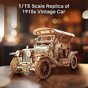 ROKR 3D Wooden Puzzles for Adults Bundle Set - Cello Music Box & Vintage Car Model Kit, Unique Gift Hobby for Boys Girls Family