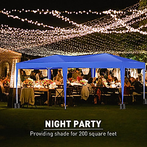 10'x20' Pop Up Canopy Tent with Sidewalls, Outdoor Heavy Duty Party Tent with 4 Sandbags and Carrying Bag, Large Ez Up Tents for Parties, Event, Waterproof (Blue)