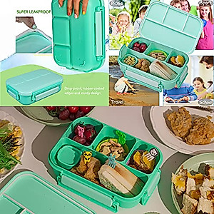 ZPIMY Bento Box Adult Lunch Box, Lunch Box Kids, Bento Box Kids, 1300ML Lunch Box Adult with 4 Compartment, Lunch Box Containers for Adults/Kids/Toddler, Microwave/Dishwasher/Freezer Safe (Green)