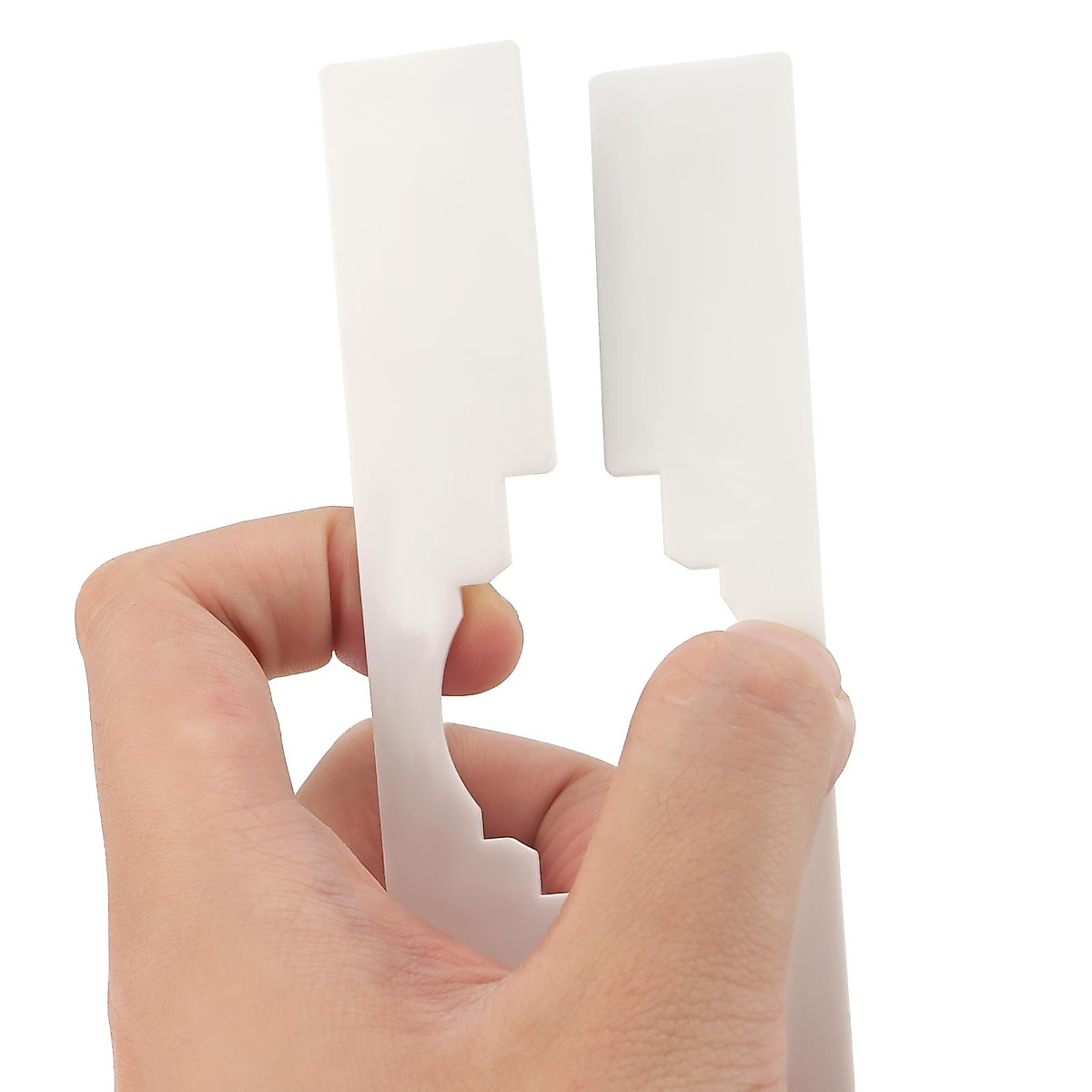 SHEUTSAN 100 PCS 12.5 x 5cm Plastic Clothing Rack Dividers, Rectangular Clothing Size Dividers, White Closet Dividers for Closet, Cloth Store, Department Stores