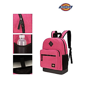 DICKIES Signature Lightweight Backpack for School Classic Logo Water Resistant Casual Daypack for Travel Fits 15.6 Inch Notebook (Pink)