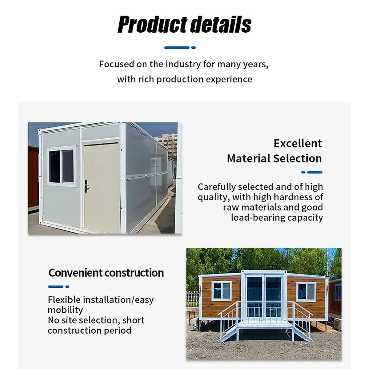 Quick Installation 20ft 40ft Folding Prefab Container Houses Foldable Container Prefab Homes Site Office Prefab Container Homes