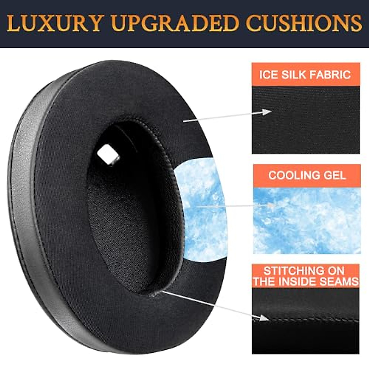 SOULWIT Cooling-Gel Earpads Replacement for Sony WH-1000XM4 (WH1000XM4) Headphones, Ear Pads Cushions with High-Density Noise Isolation Foam, Added Thickness, Without Affecting Sensor - Black