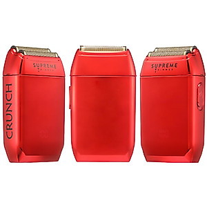 Supreme Trimmer Crunch Mens Foil Shaver STF602 (150 Minute Run Time) Men's Electric Razor | Waterproof Shaver for Short Hair or Stubble, Barber Use | Red