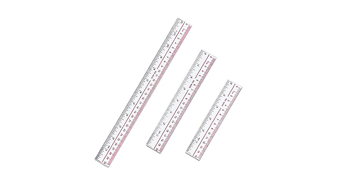 3 Pack Two-Color Plastic Ruler Set for Students and Professionals