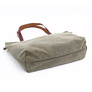 Canvas Leather Tote Bag for Women Leather Canvas Crossbody with Zipper Fashion Shopping Work Handbags for Women,Women's Canvas Shoulder Purse Bag With etachable and Adjustable Shoulder Strap