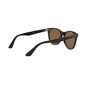 Ray-Ban RB2185 Wayfarer II Round Sunglasses, Tortoise/B-15 Brown Polarized, 52 mm