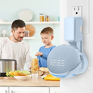 ZUOLACO Wall Mount Holder for Echo Dot 5th Generation, Outlet Hanger Stand for Echo Dot (5th & 4th Gen), Space-Saving Dot Accessories with Built-in Cable Management, Hide Messy Wires, Cloud Blue