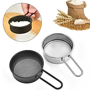 Stainless Steel Powdered Sugar Sifter Mini Home Flour Sifter Fine Mesh Flour Sieve Kitchen Tool for Baking, Sugar, Coffee and Tea - Diameter 2.5 Inch, Silver