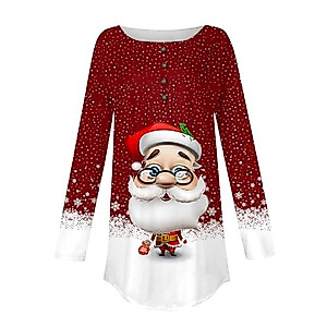 Christmas Oversized Sweatshirts for Women Button Up Sweatshirt Lightweight Plus Size Pullover Comfort Outfits Athletic Shirts Women Shirts(3-Wine,X-Large)