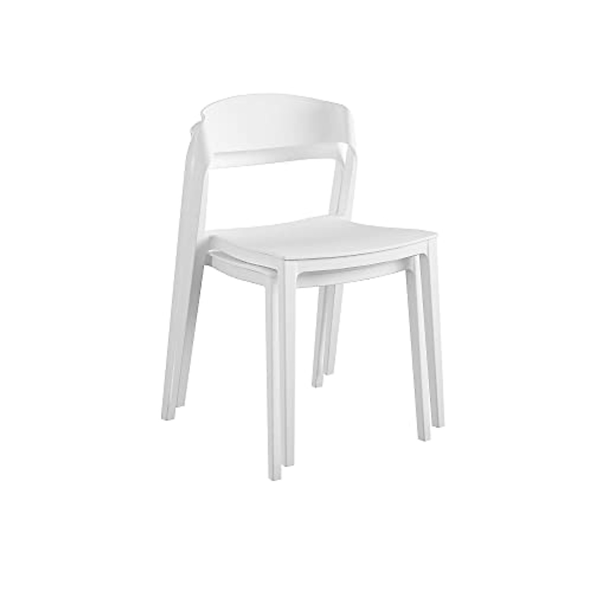 COSCO Outdoor/Indoor Stacking Resin Chair with Ribbon Back, 2-Pack, White