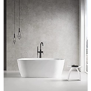 Westbrass DF02043-62 Floor Mount Freestanding Bathtub Filler Faucet with Handheld Shower, Matte Black