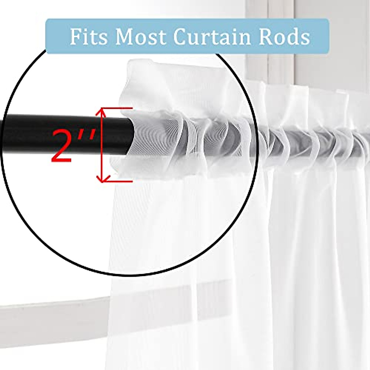 OWENIE Sheer White Curtains, Sheer Curtains 84 inch Length 2 Panels Set, Rod Pocket Voile Fimly Sheer Drapes for Living Room/Bedroom, 2pcs, Each 42" W x 84" L