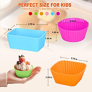 SEANSDA 70 Pcs Silicone Lunch Box Dividers Set, Thicked Silicone Cupcake Liners for Baking, Reusable Lunch Bento Box Accessories with Animal Food Picks for Kids (20 Cupcake Cup + 50 Picks)