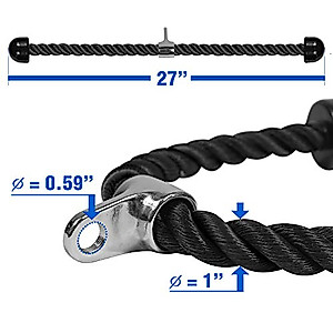 Yes4All Tricep Rope - Exercise Machine Attachment Press Down - 27" Rope Length