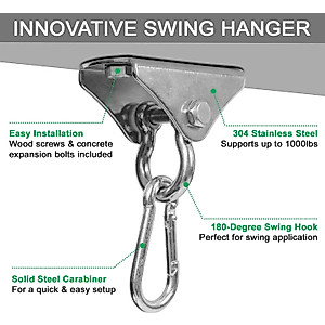 Yes4All 1000 LB Punching Heavy Bag Hanger, Steel Heavy Duty Swing Hanger Bolts for Wood and Concrete - 180° Swing