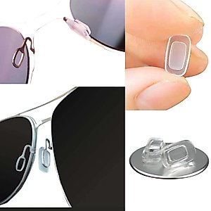GMS Optical Premium Grade Soft Silicone - Rectangle Shaped Nose Pads (Slide/Push-in) 11MM (5 Pair, Rectangle - Clear (11mm))