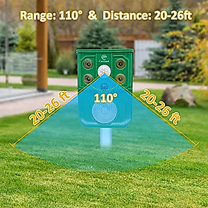 Careland Cat Repellent Outdoor Solar Animal Repeller Ultrasonic Deer Repellent Devices with Flashing Light Simulate Dog Barking, Gunshots, and Eagle Barking to Scare Away Animals from Your Garden