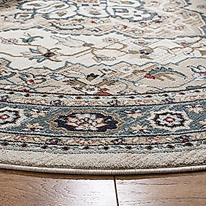 SAFAVIEH Lyndhurst Collection Area Rug - 7' Round, Cream & Beige, Traditional Oriental Design, Non-Shedding & Easy Care, Ideal for High Traffic Areas in Living Room, Bedroom (LNH338B)