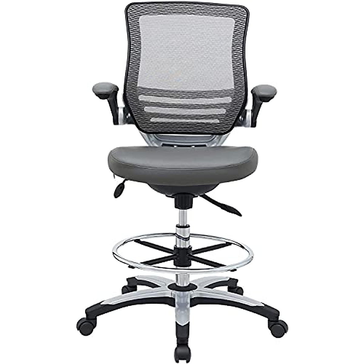 Modway EEI-211 Edge Drafting Chair - Reception Desk Chair - Flip-Up Arm Drafting Chair in Gray