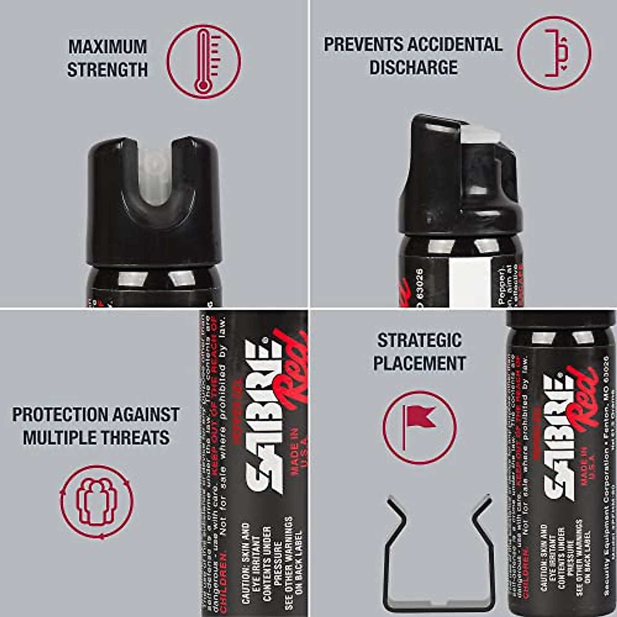 SABRE RED Home and Away Protection Kit, Includes One Pepper Gel Containing 17 Bursts, Has A 17-Foot (5-Meter) Range and Includes A Wall Mount, Pepper Spray Has 25 Bursts and A 10-Foot (3-Meter) Range