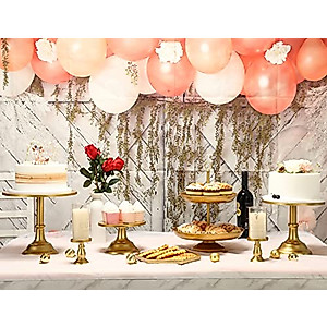 LIFESTIVAL 7 Pcs Gold Cake Stands Set Metal Cupcake Holder Candlestick Dessert Display Plate Serving Platter for Party Wedding Brithday Baby Shower Celebration Home Decoration
