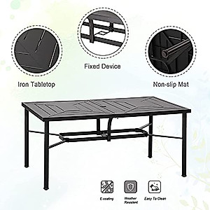 PHI VILLA 7 Piece Patio Dining Set, Outdoor Table and Chairs Furniture Dining Set with 6 Outdoor Swivel Dining Chairs and 1 Large Metal Table, Patio Set for Lawn Garden Deck, Padded Textilene