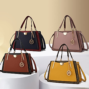 MKF Collection Crossbody Satchel bags for Women, Pu Leather Shoulder PocketBook Handbag Lady Top Handle Purse