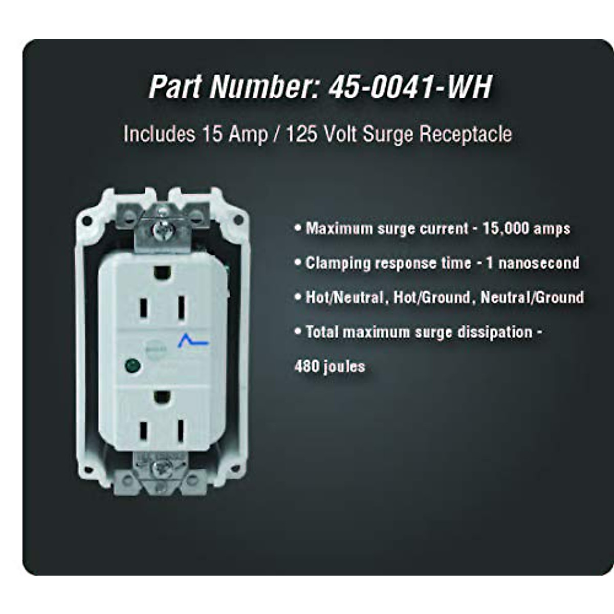 DATA COMM Electronics Media Plate with Duplex Surge Suppressor, White, 0 US