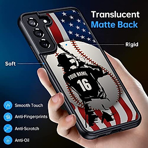 Personalized Baseball Player Name Number America Flag Design Rubber Cover Phone Case for Samsung Galaxy S23 S22 S21 S20 ULTRA PLUS/ S21 FE /S20 FE/ S10 PLUS/ S9 PLUS/ S8 PLUS /S7 EDGE