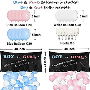 FUKUGAWA Gender Reveal Party Decoration | Boy and Girl Gender Reveal Drop Box | Blue and Pink 6 Inch Colorful Balloons with 48" Gender Reveal Drop Bag (57 Pcs)