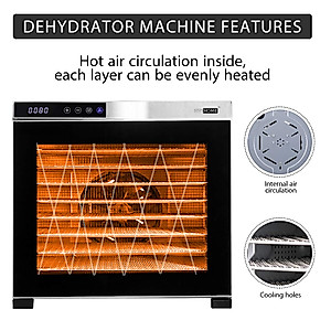 VIVOHOME Stainless Steel Electric 1000W 10 Trays Commercial Food Dehydrator Machine with Digital Timer and Temperature Control for Fruit Vegetable Meat Beef Jerky Maker