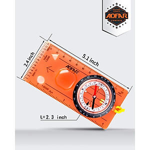 AOFAR Orienteering Compass AF-5C for Hiking, Boy Scout Compass for Kids - Professional Field Compass for Map Reading,Navigation and Survival Lightweight - Mini Camping Compass