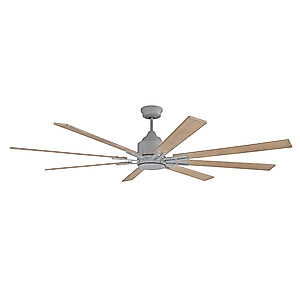 Craftmade FLE70ESP8 Fleming Industrial 70" Outdoor Ceiling Fan with LED Light Kit and Remote & Wall Control, 8 Blades on Energy Saving DC Motor, Espresso