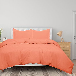 ROYALE LINENS Coral Duvet Cover King Size - 3 Piece Bedding Comforter Covers - Zipper Closure - 1 King Duvet Cover 104x90 inches and 2 Pillow Shams - No Comforter Included