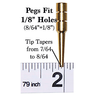 Premium Metal Cribbage Pegs, Set of 12, in Four, 1 5/16” Tall; Tapered to Fit 1/8 Holes, with Green Velveteen Drawstring Storage Pouch