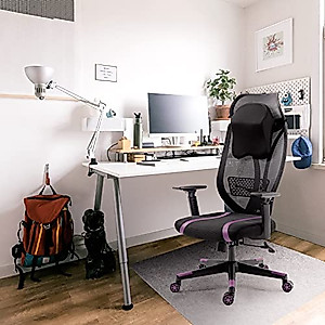 Aodrova Office Chair Gaming Chair with Extra Large Bionic Headrest, Breathable Mesh Office Chair with Ergonomic Lumbar Support and Adjustable 3D Armrests (Purple)
