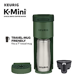 Keurig K-Mini Single Serve Coffee Maker with 6-12Oz Cup Sizes, Quick Brewing, and Removable Drip Tray (Evergreen, Renewed)