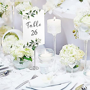 Ayfjovs 26 Pieces Wedding Table Numbers Holders with Cards(1-25 + Head Table) Double Sided Table Numbers for Wedding Reception, Baby Shower, Bridal Party 4x6 Inch