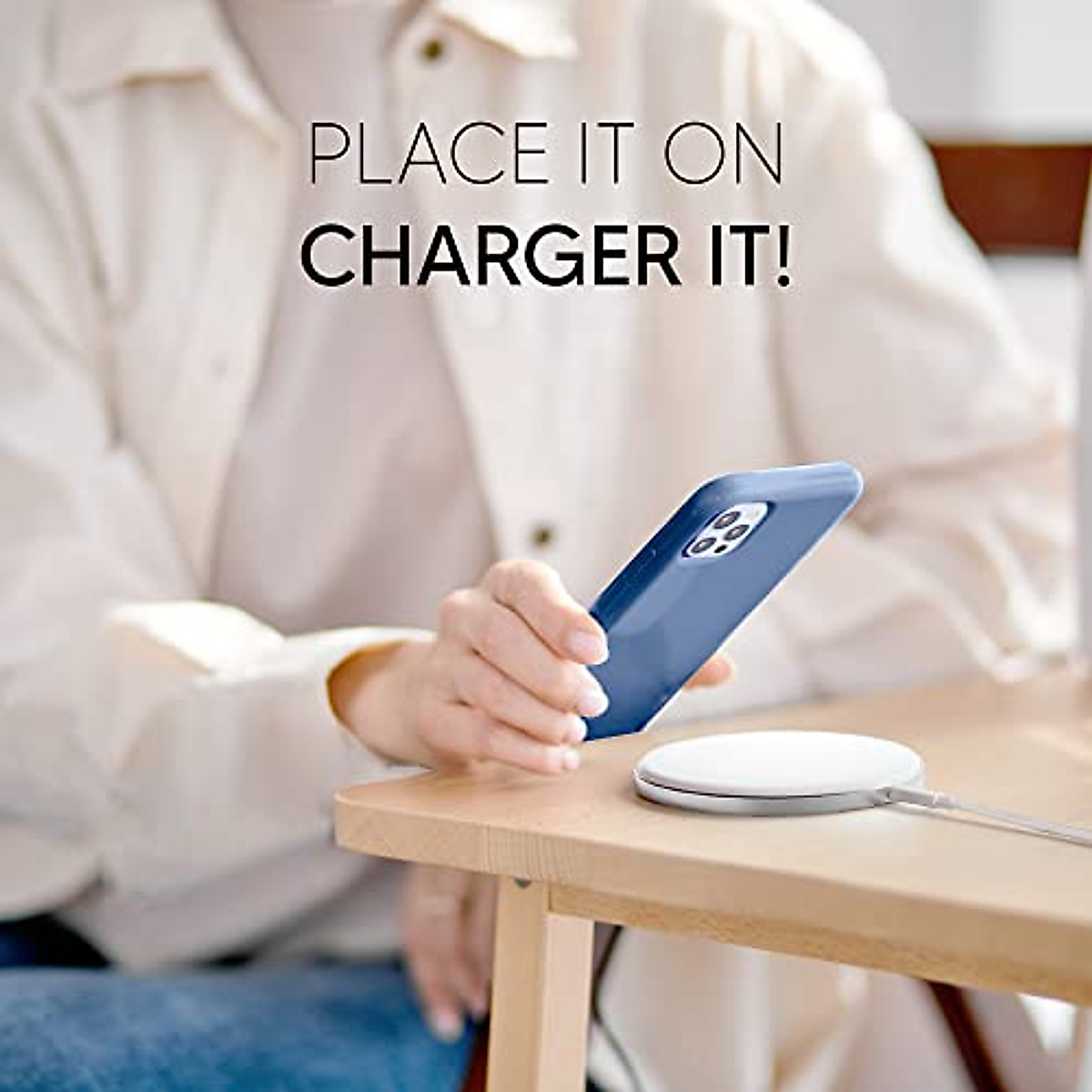 TALK WORKS 5W Wireless Charging Pad Compatible w/ iPhone 13/Pro/Pro Max, 14/Plus/Pro/Pro Max, 12, 11, XR, XS, X, 8, Samsung S22, S21, S20, S10, S9, S8 - Qi Certified Fast Charger w/USB Adapter (White)