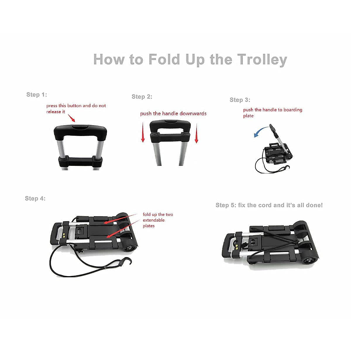 APOXCON Folding Hand Truck, Lightweight Aluminum Luggage Cart with 4 Wheels & Adjustable Handle, 160 lbs Capacity Foldable Dolly Cart for Moving Home Office Shopping Travel Use, Compact and Portable