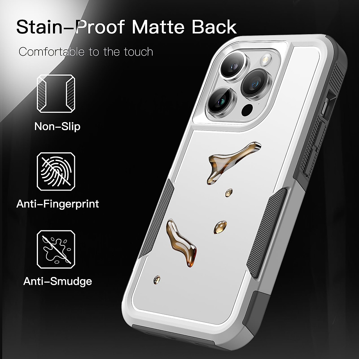 JETech Case for iPhone 14 Pro 6.1-Inch, Heavy Duty Dual-Layer Rugged Protection, Shockproof Protective Tough Phone Cover with Matte Back (White)