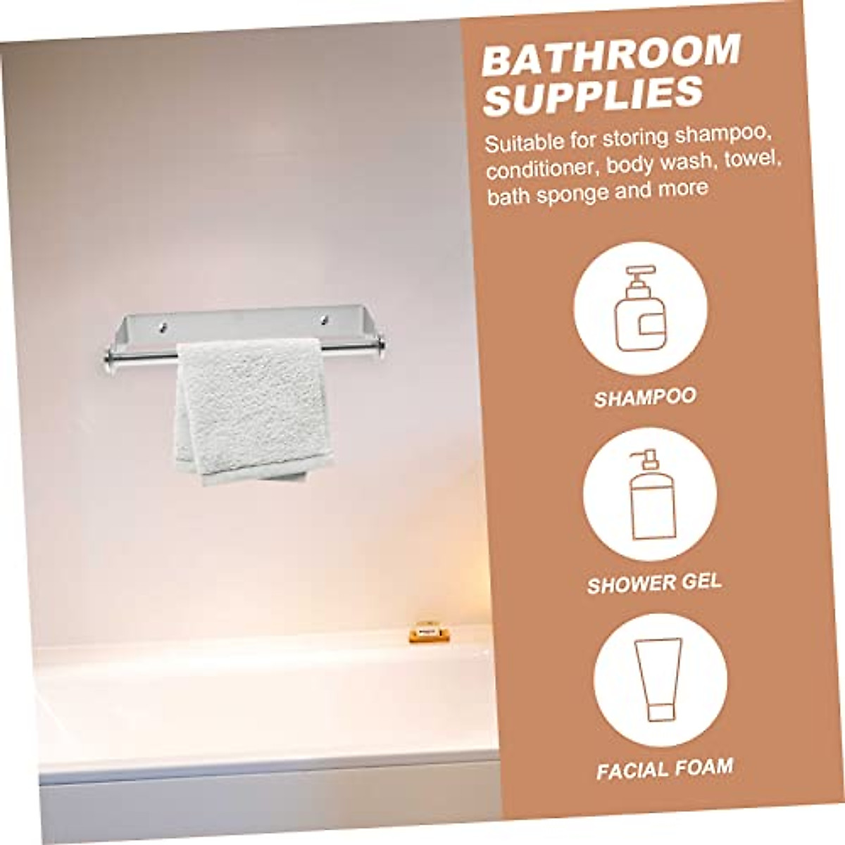 DOITOOL 5pcs and Single Holder Towel Rack Shelf Plastic Toilet Racks Mount Dispenser Organizer Wall Steel Gold Stainless Wrap with Cm Rod Metal Screws Hangers Kitchen for Mounted Bar