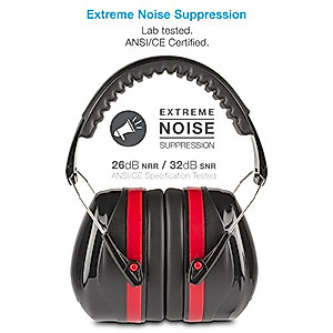 Cyber Acoustics Professional Safety Heavy Duty Ear Muffs for Hearing Protection and Noise Reduction for Air Traffic Ground Support, Construction Work, Hunting/Shooting Ranges, and more (ACS-340)