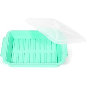 MMUGOOLER Microwave Easy Bacon Maker/Cooker with Lid, Safety, Quick and with No Mess, 11.3“ L x 9.0" W x 2.4" H- White