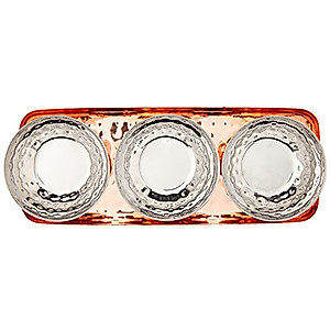 Godinger Hammered Tray with 3 Bowls, Copper
