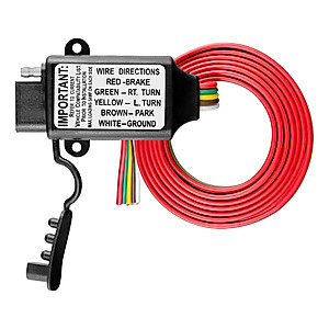 CURT 55177 Non-Powered 3-to-2-Wire Splice-in Trailer Tail Light Converter, 4-Pin Wiring Harness
