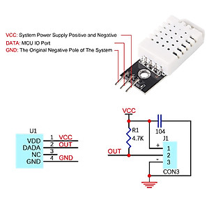 AITIAO 4Pcs DHT22/AM2302 Digital Temperature and Humidity Sensor Module Temp Humidity Gauge Monitor Sensor with Cable Replace SHT11 SHT15 for Raspberry Pi Electronic Practice DIY